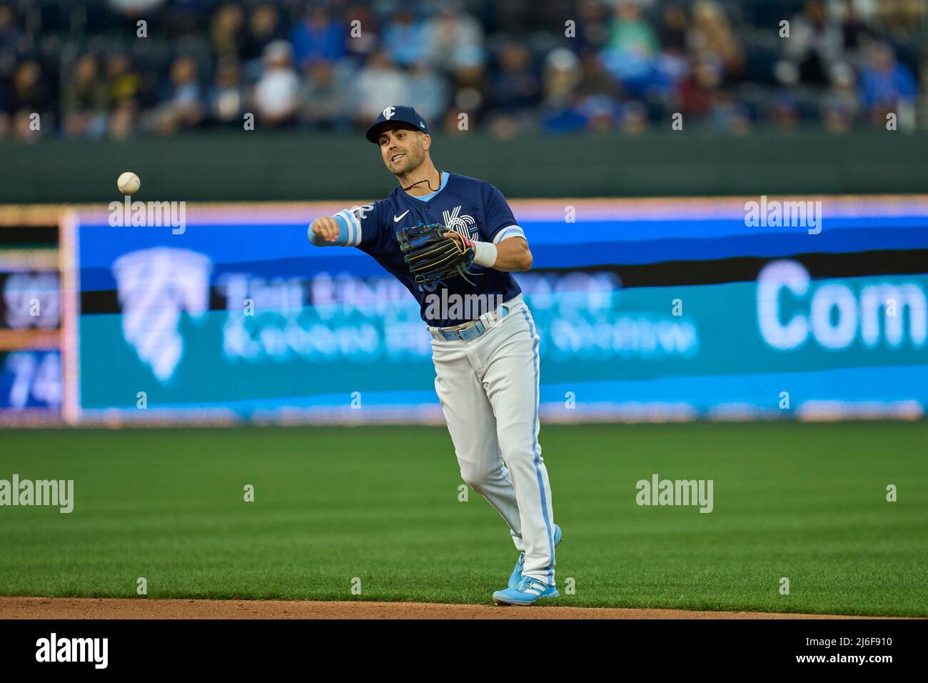 April 30 2022: Kansas City second baseman Whit Merrifield (15) makes a ...