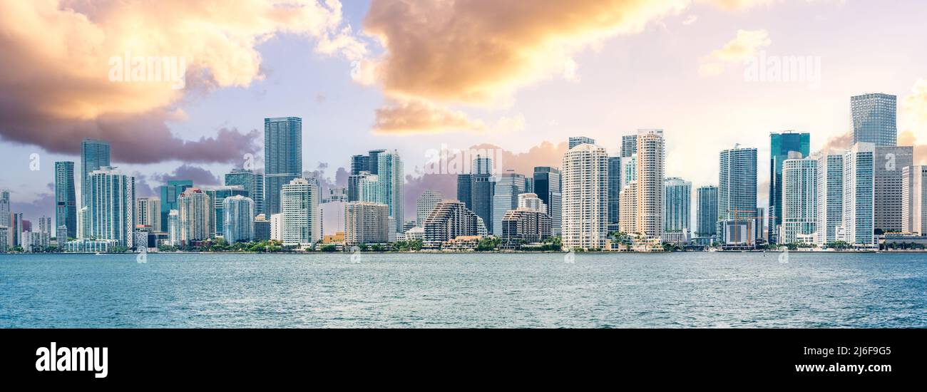 Aerial night panorama downtown miami hi-res stock photography and ...