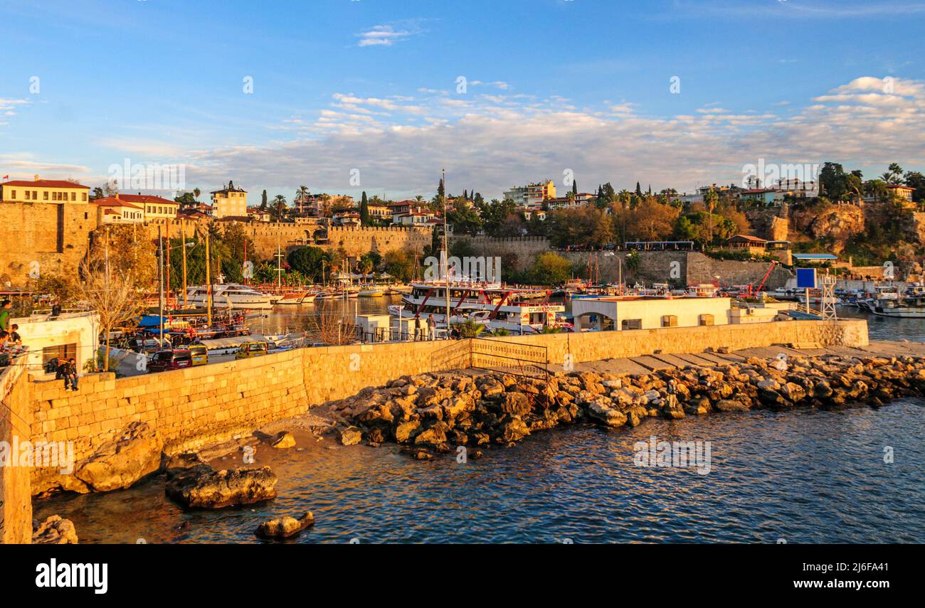 Romantic view of the idyllic harbour in front of the old town of ...