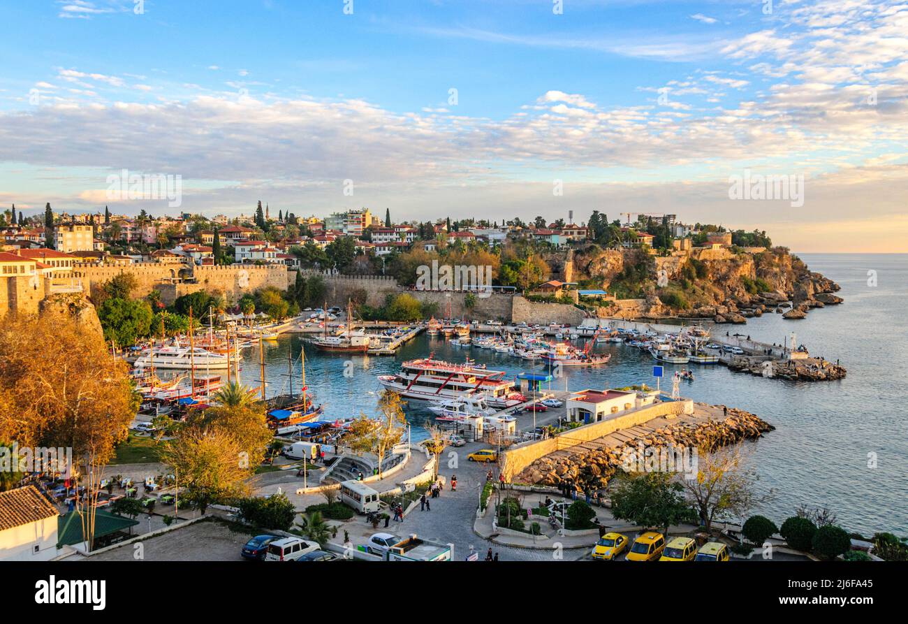 Romantic view of the idyllic harbour in front of the old town of ...