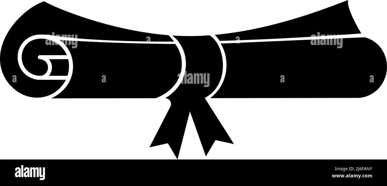 Diploma black icon. University graduation document. Certificate Stock ...