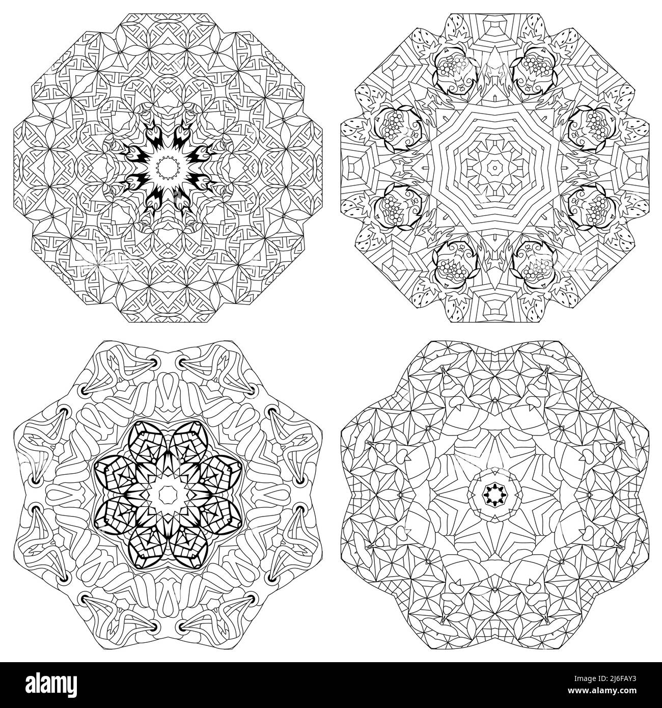 Vector Adult Coloring Book Textures. Hand-painted art design. Adult ...