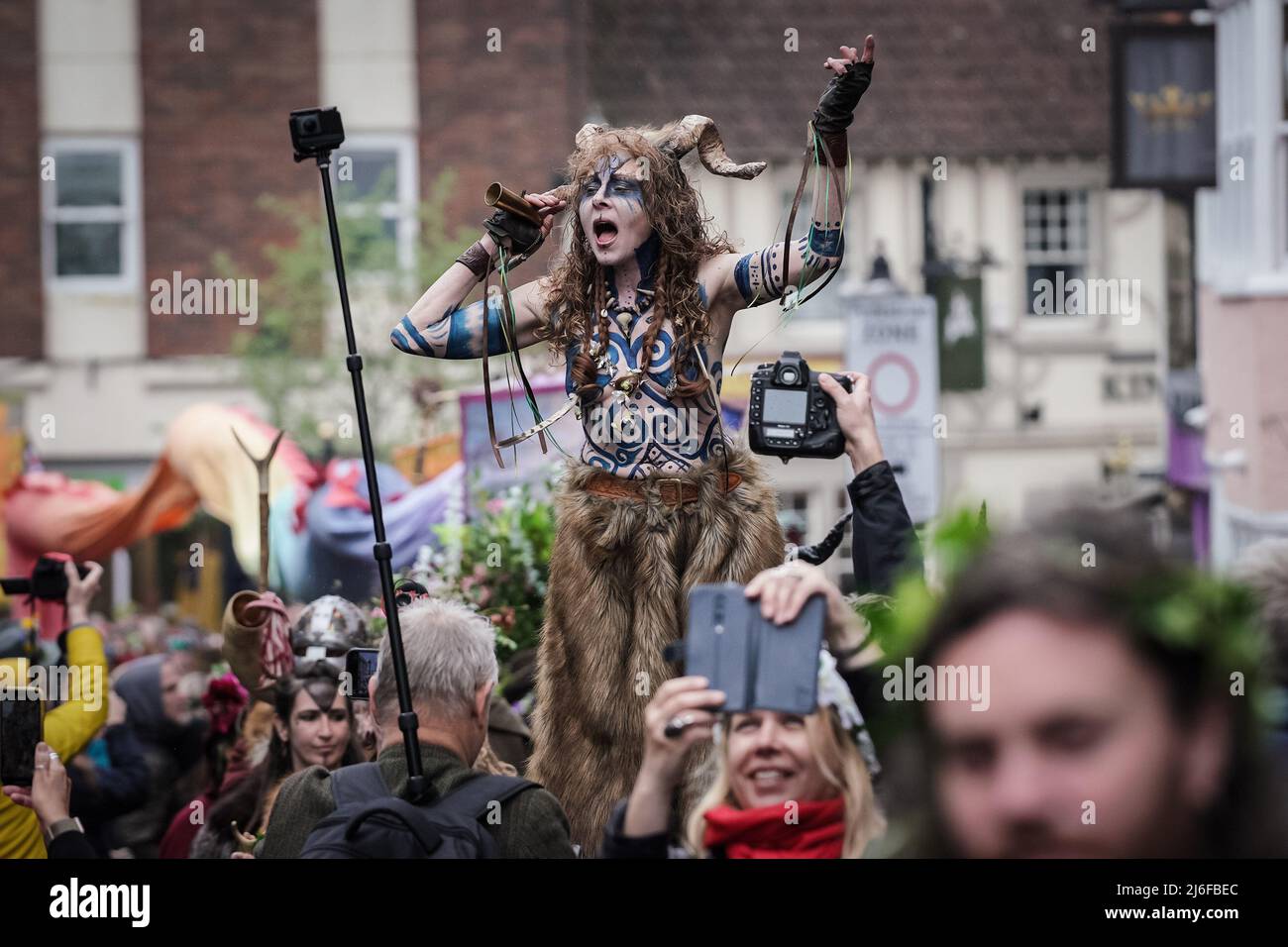 Beltane celebrations on May Day in Glastonbury as part of a pagan ...