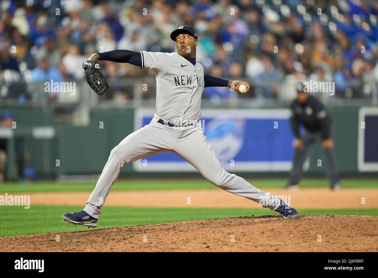 April 30 2022: New York pitcher Aroldis Chapman (31) throws a pitch ...