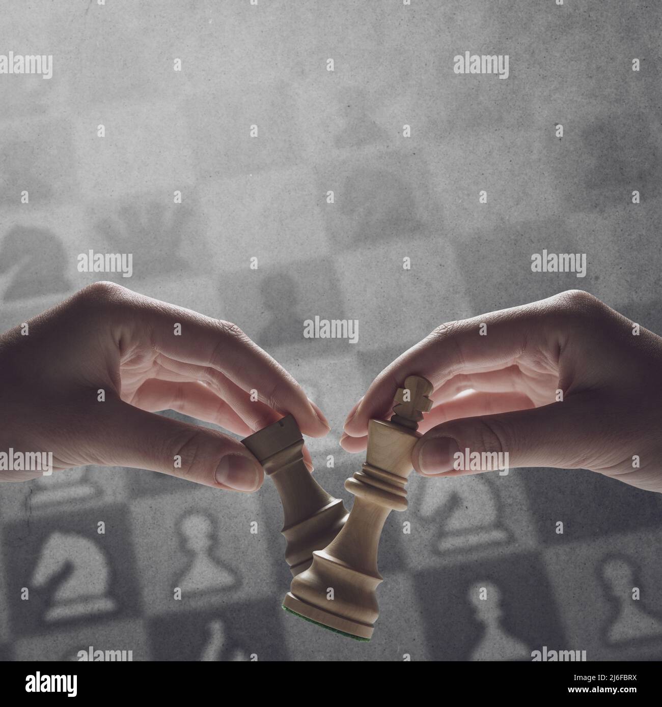 Chess players challenging each other and chess diagram in the ...