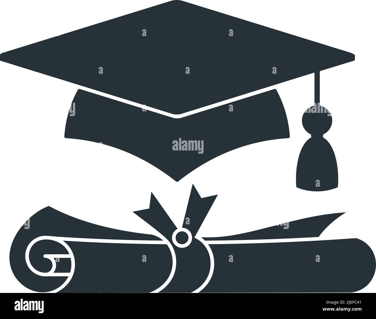 Graduation black logo. University graduate cap with diploma Stock ...