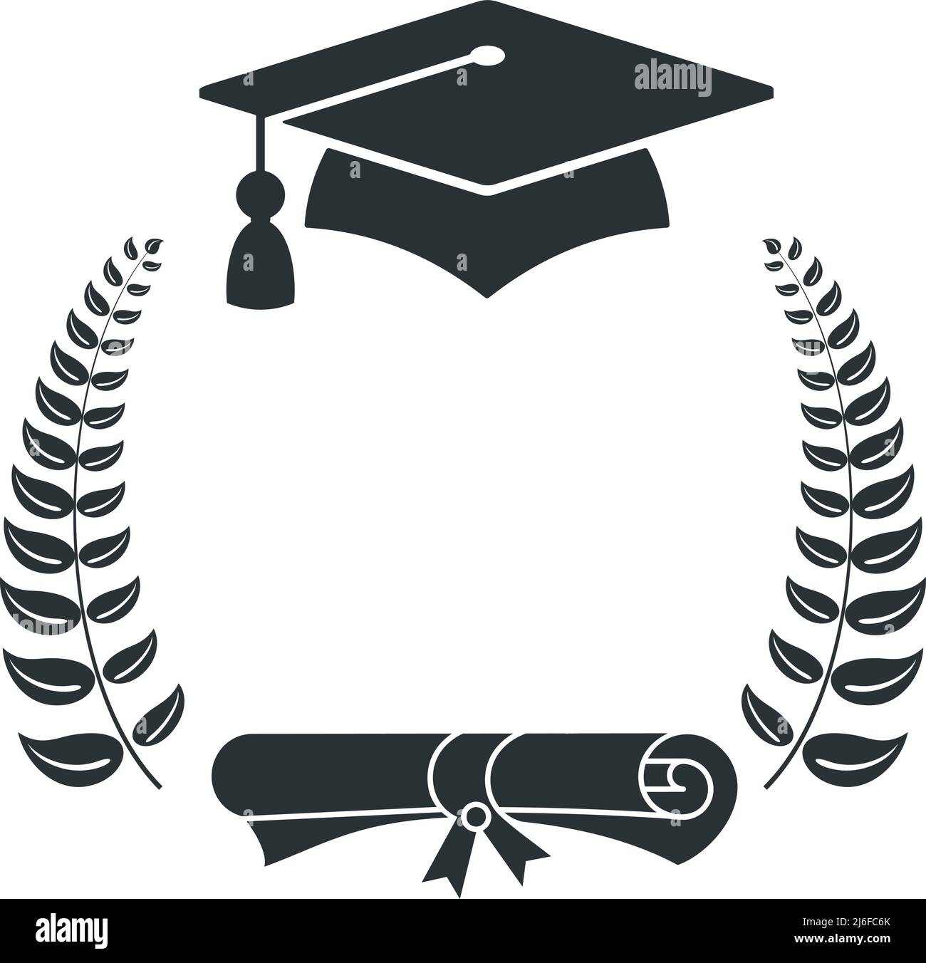 Graduation logo. Laurel wreath university graduate cap Stock Vector ...