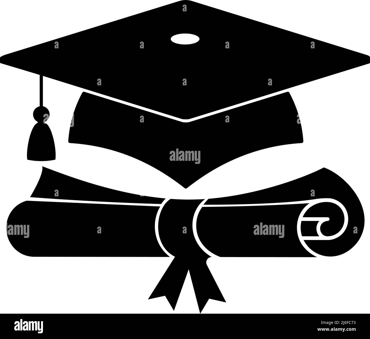 Graduation black logo. University graduate cap with diploma Stock ...