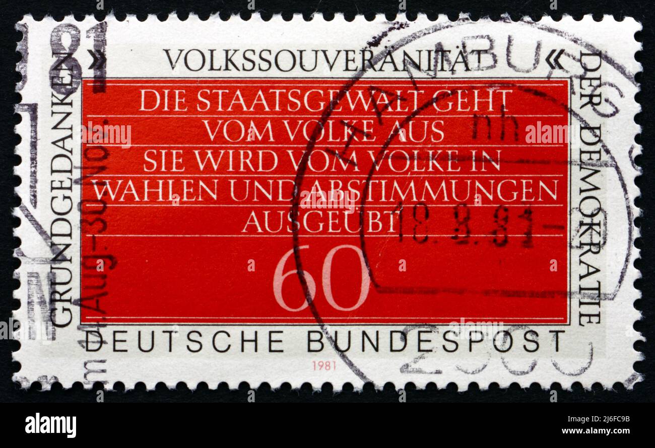 GERMANY - CIRCA 1981: a stamp printed in the Germany shows Sovereignty ...