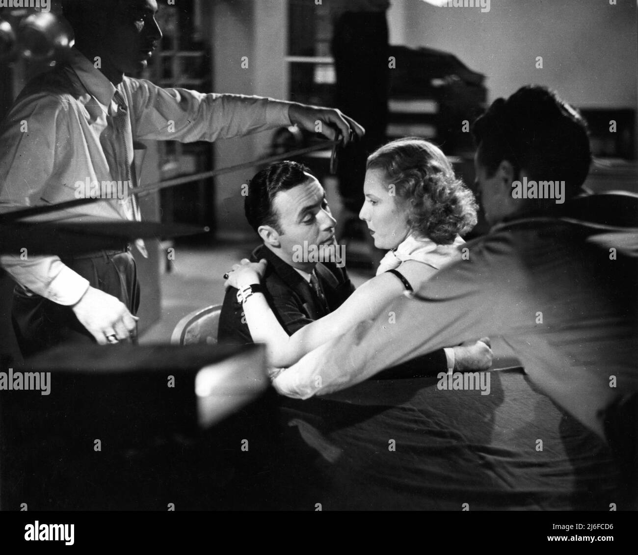CHARLES BOYER and JEAN ARTHUR on set candid with Movie Crew Members ...