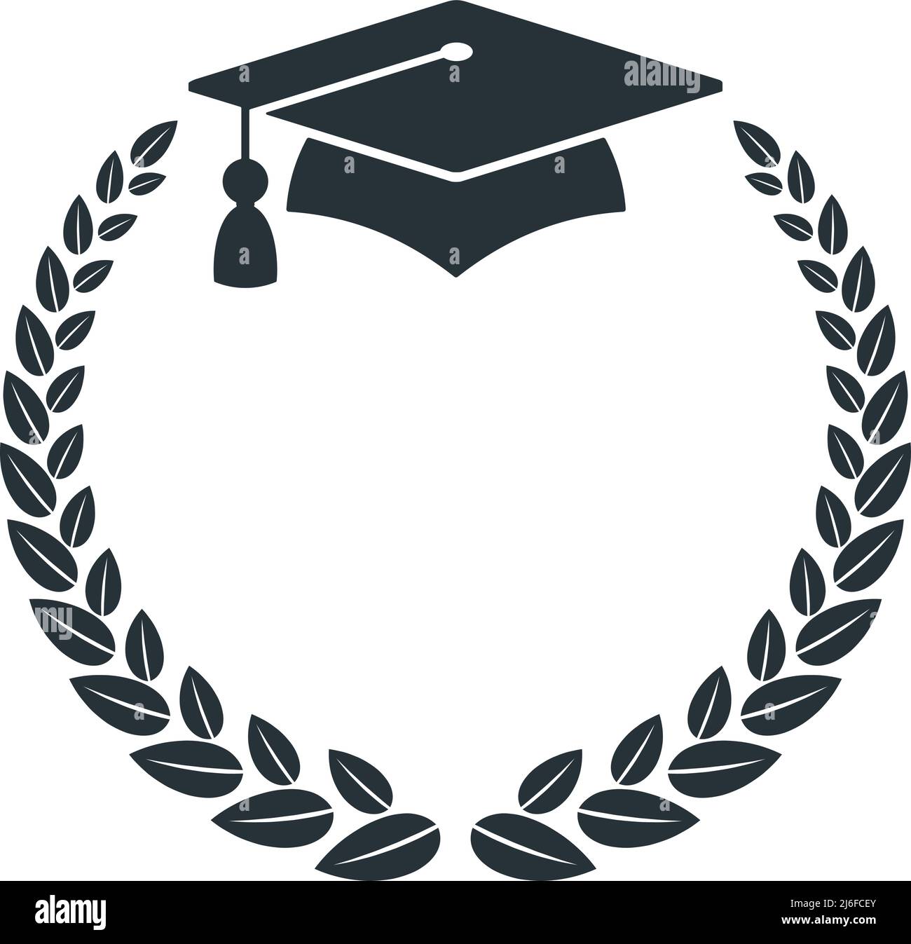 Graduation logo. Laurel wreath university graduate cap Stock Vector ...