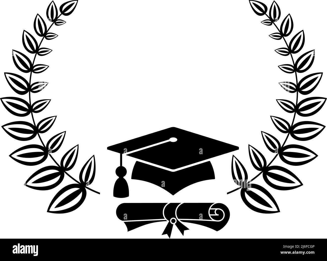 Graduation logo. Laurel wreath university graduate cap Stock Vector ...