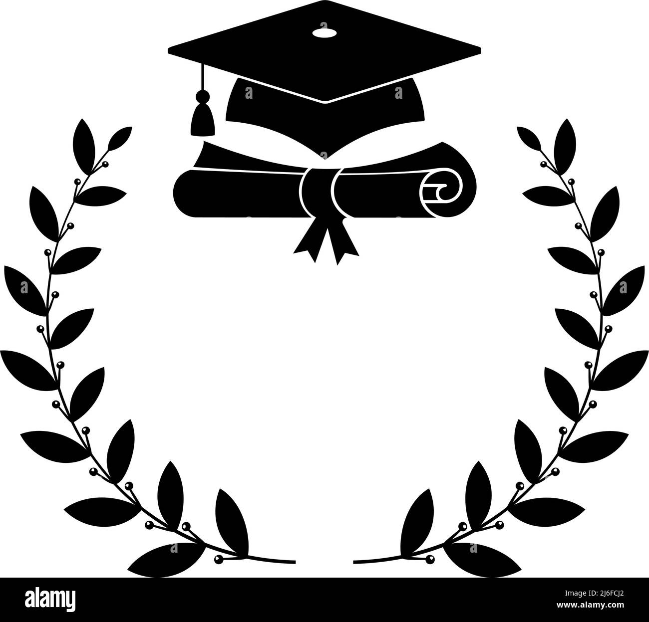 Graduation logo. Laurel wreath university graduate cap Stock Vector ...