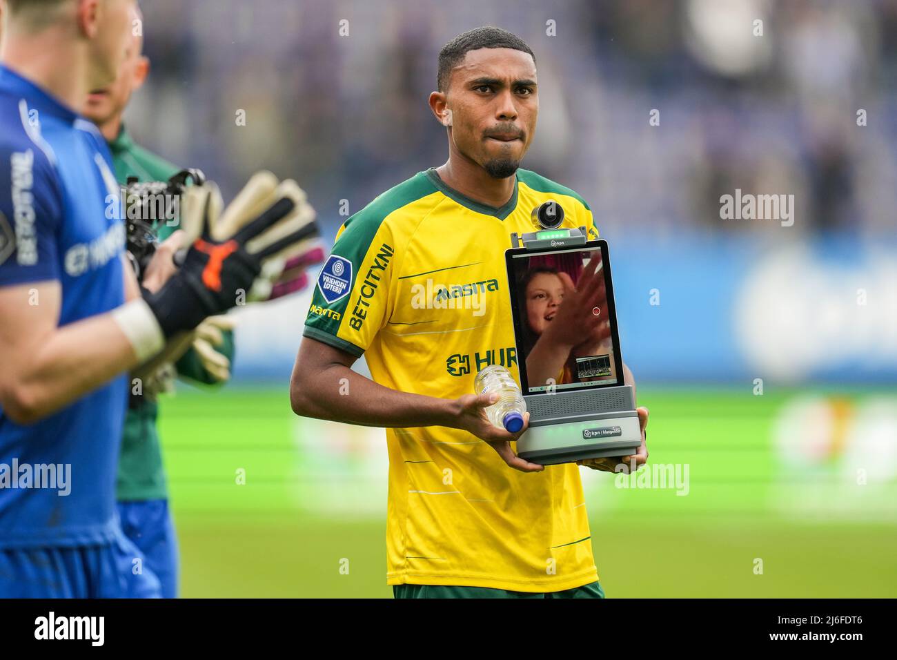 Sittard - Deroy Duarte of Fortuna Sittard with a fan on a digital ...
