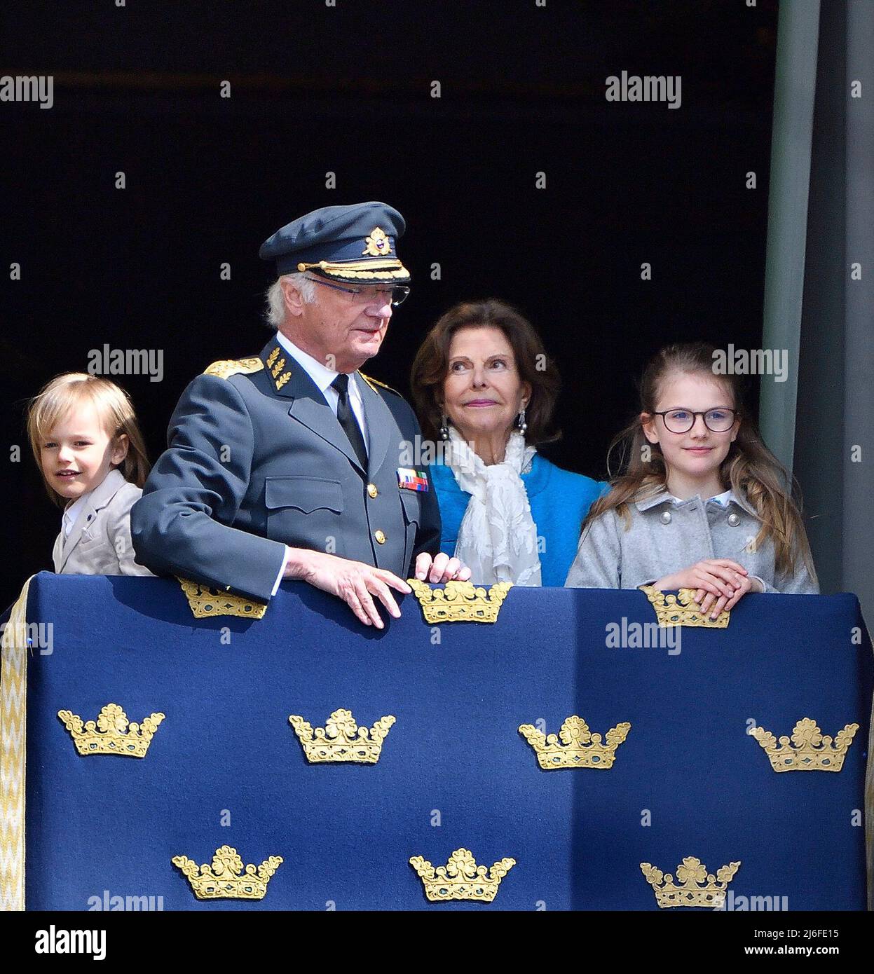Prince Gabriel, King Carl Gustaf, Queen Silvia, Princess Estelle at the ...