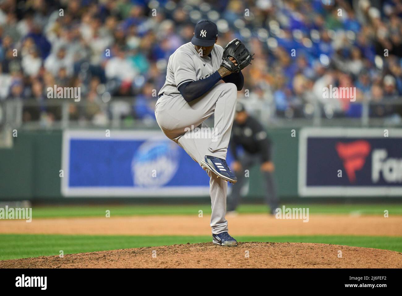 April 30 2022: New York pitcher Aroldis Chapman (31) throws a pitch ...