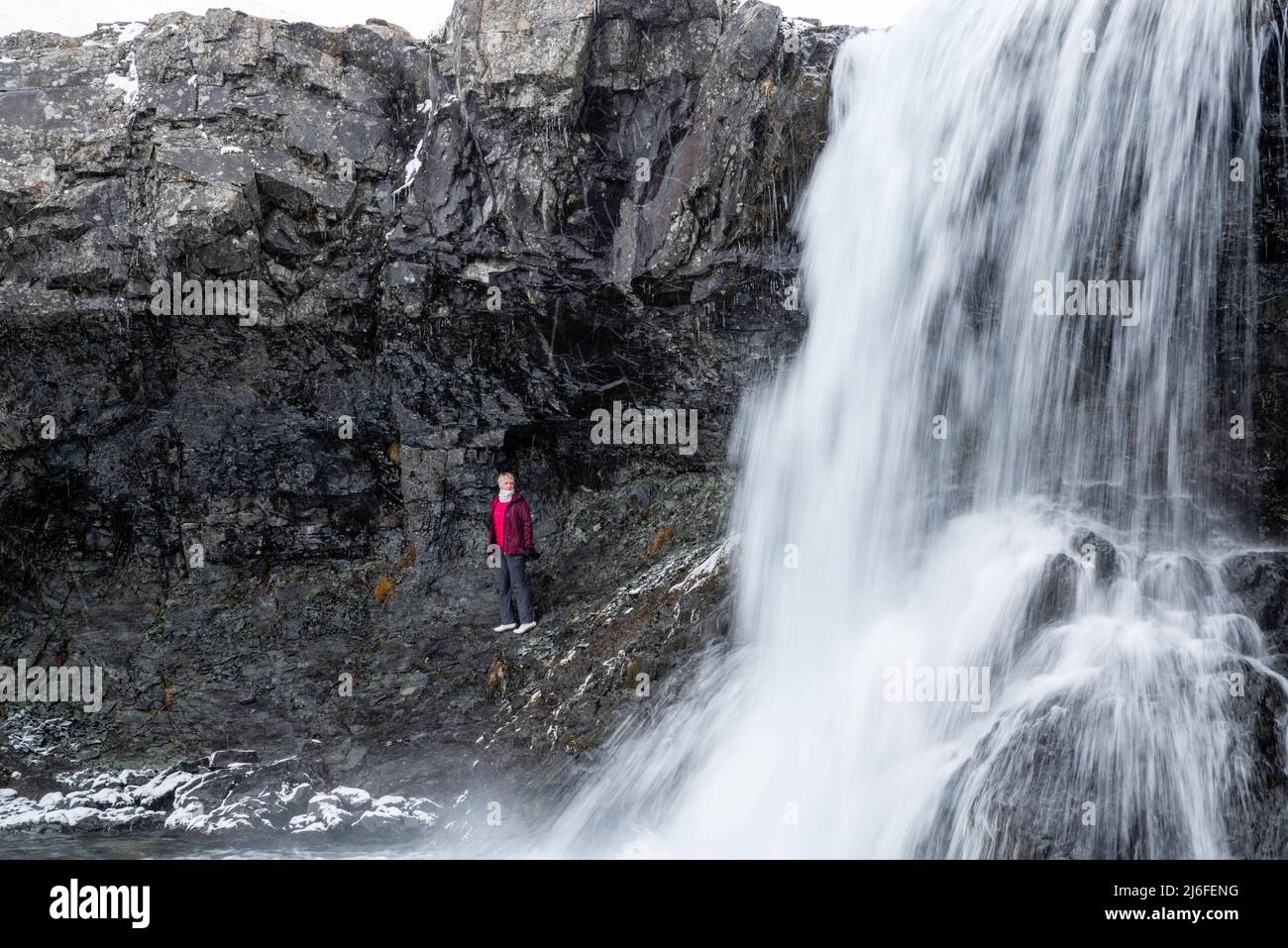 Photograph of Skœtafoss, a remote waterfall in eastern Iceland on an ...
