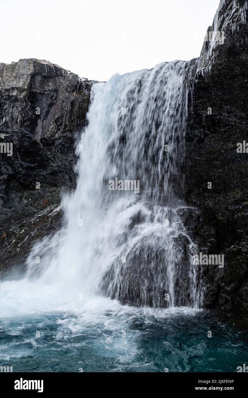 Photograph of Skœtafoss, a remote waterfall in eastern Iceland on an ...