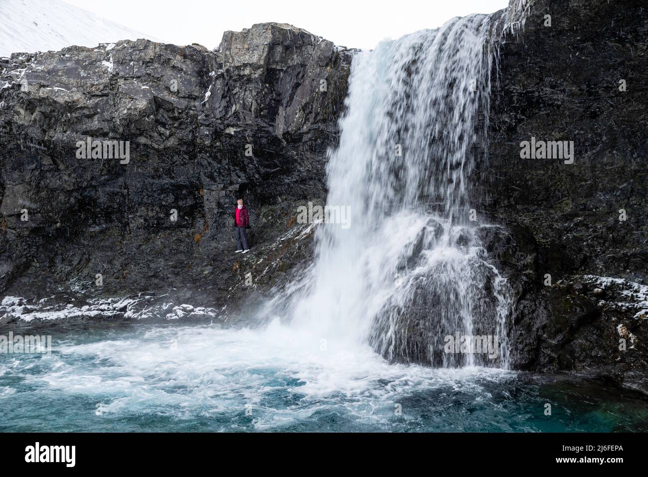 Photograph of Skœtafoss, a remote waterfall in eastern Iceland on an ...