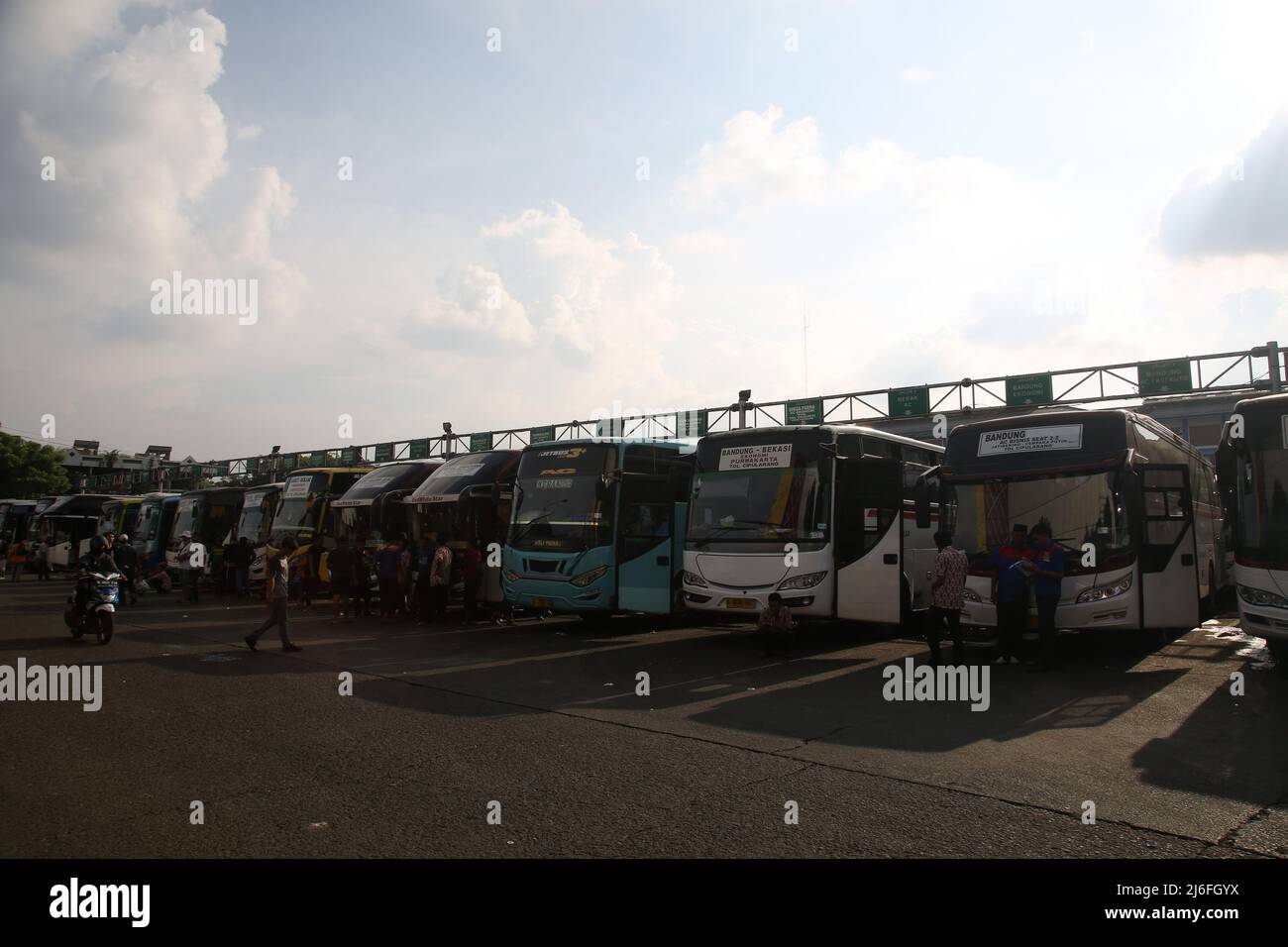 Atmosphere at the Main Bus Terminal of Bekasi City, West Java ...