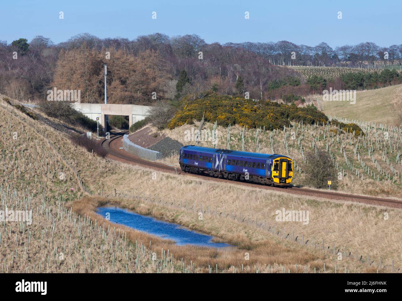 Scotrail class 158 DMU train 158728 passing the countryside on the ...