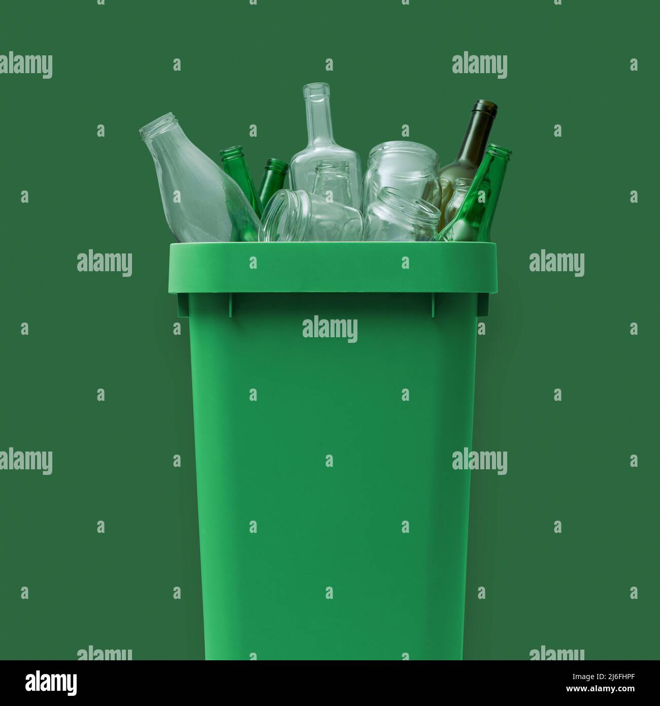 Garbage can full of glass waste, recycling and separate waste ...