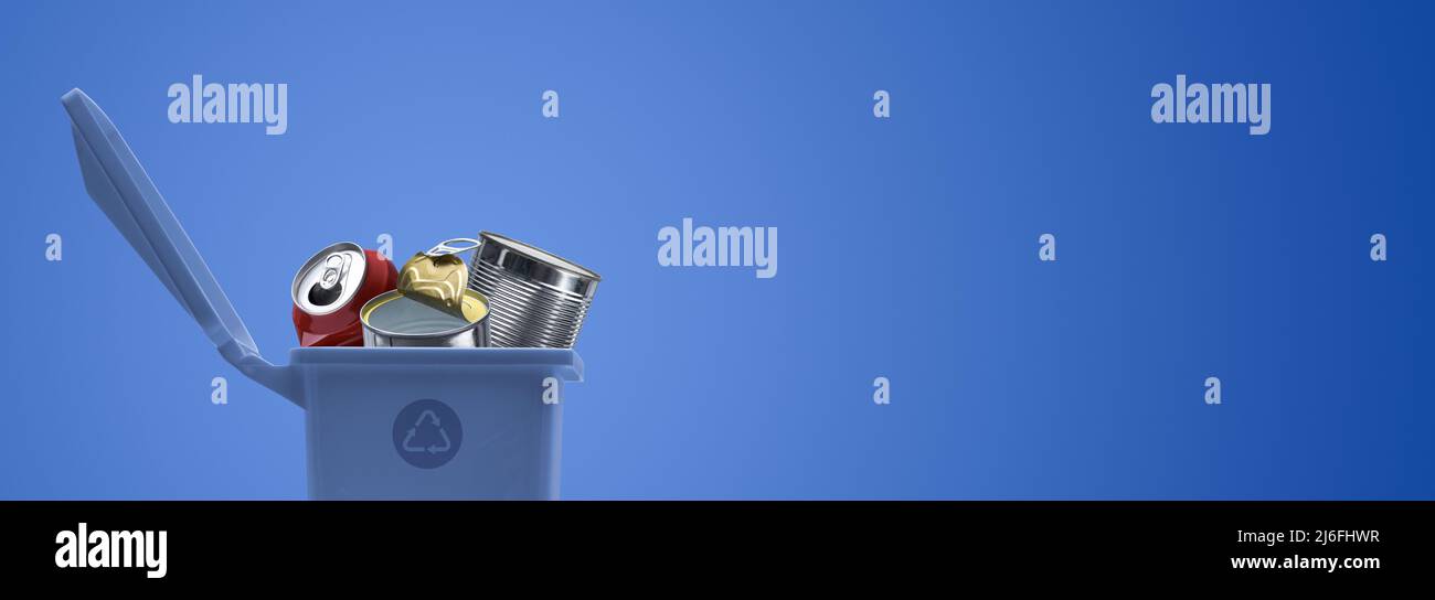 Garbage can full of metal waste, recycling and separate waste ...