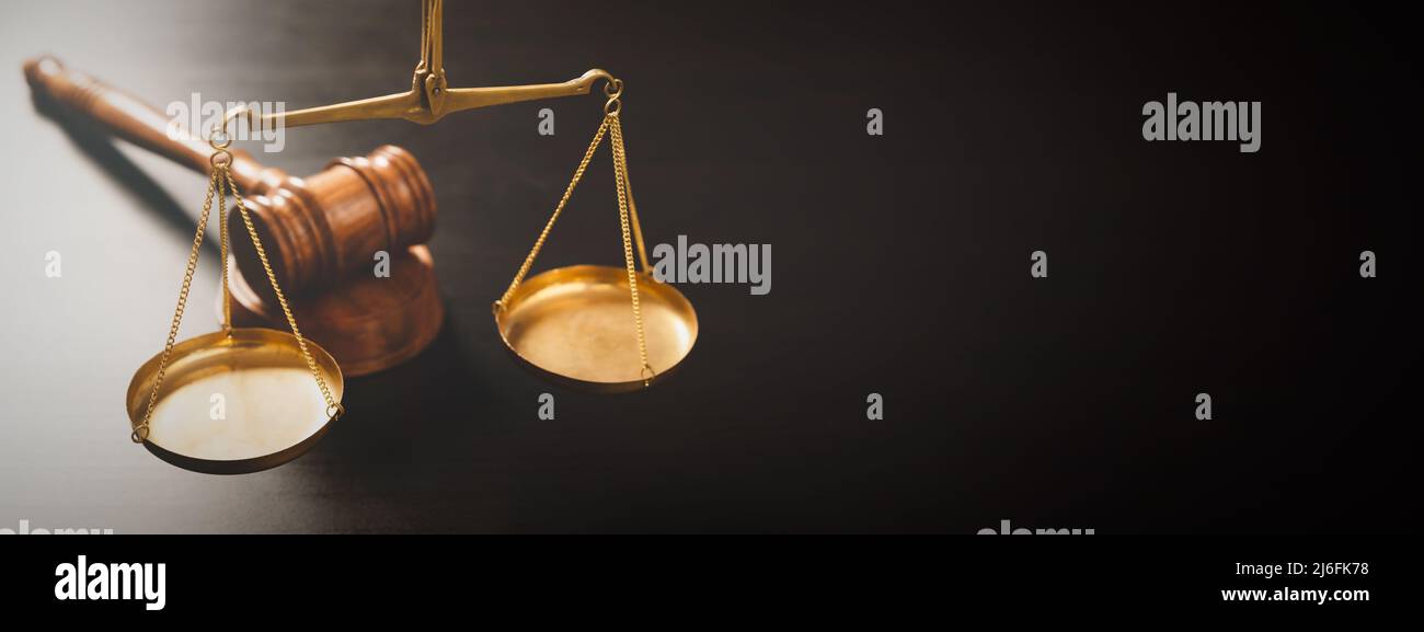 Judge's gavel and weight scale. Law and justice system Stock Photo - Alamy