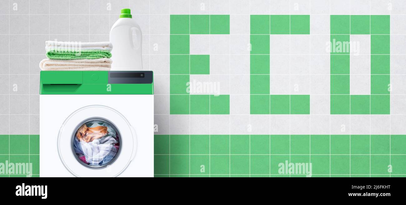 Full washing machine and eco-friendly laundry detergent: sustainable ...