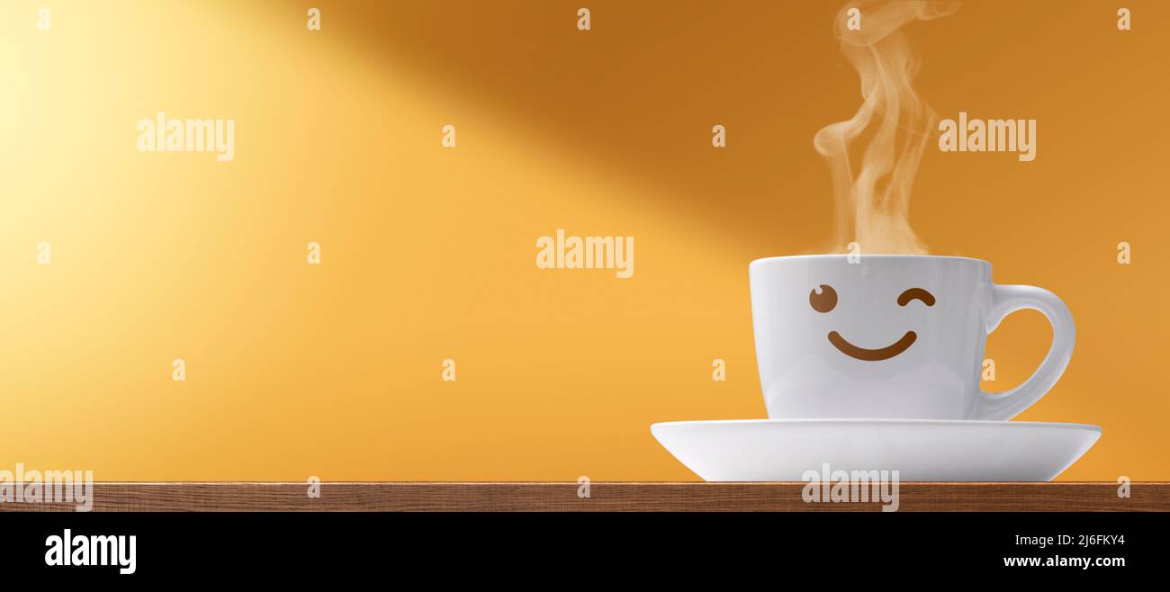 Cute smiling coffee cup character: it's coffee break time Stock Photo ...