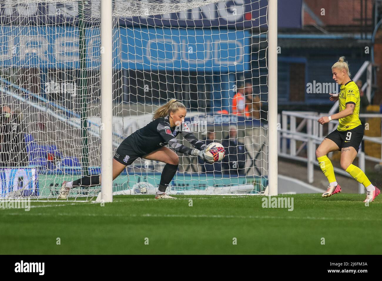 Emily Ramsey #21 of Birmingham City Women manages to stop the ball ...