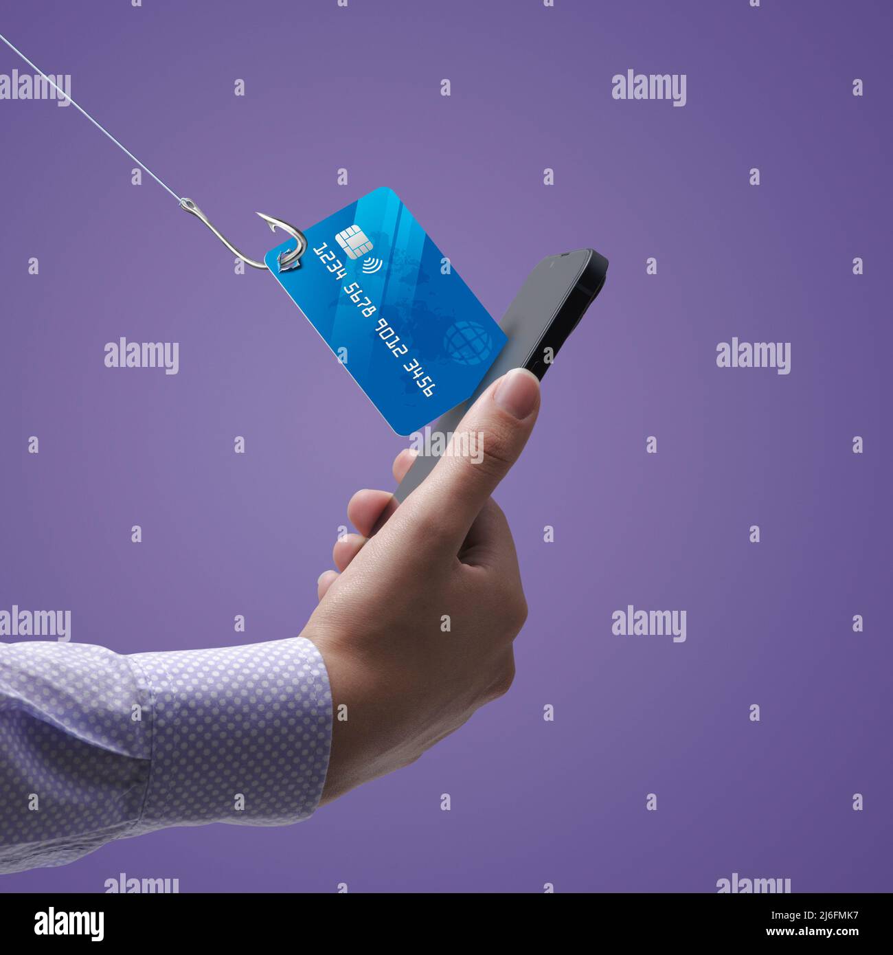 Phishing and cyber security: hacker stealing a user's credit card ...