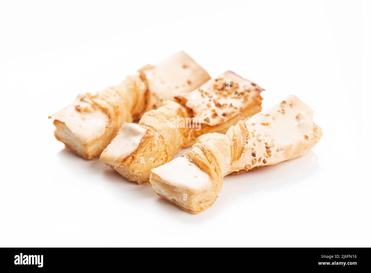 Typical sweet from Cantabria, the Corbatas de Unquera, isolated on ...