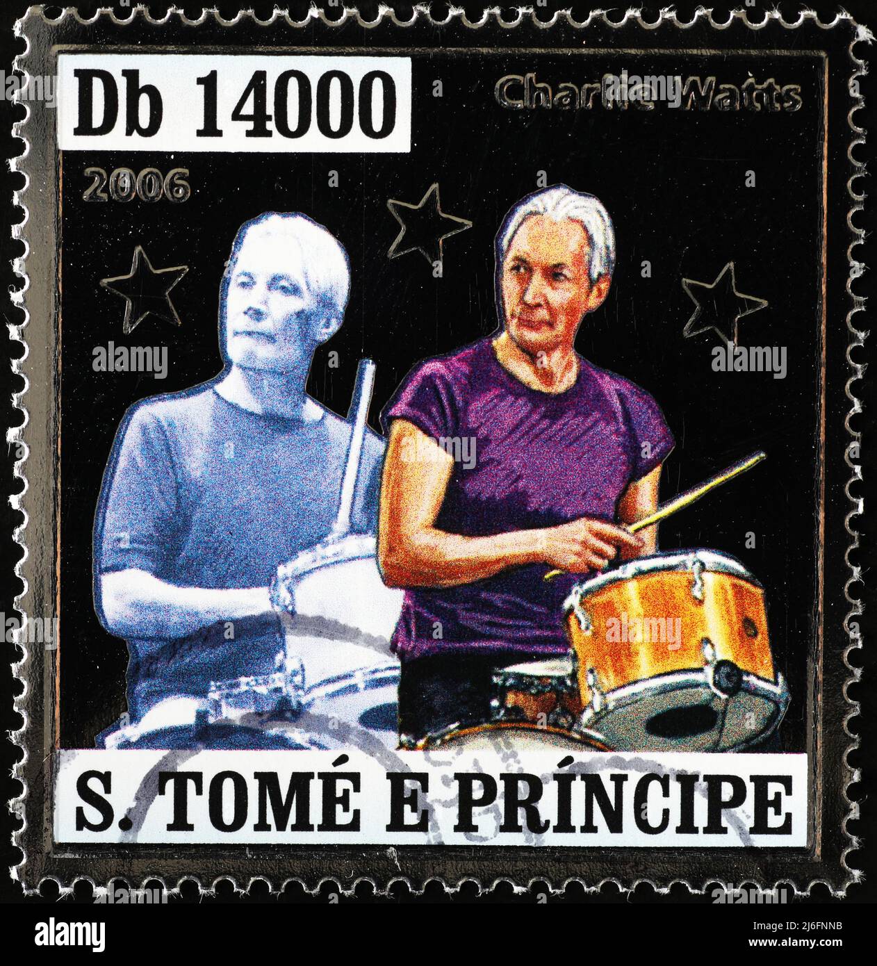 Charlie Watts portraits on postage stamp Stock Photo - Alamy