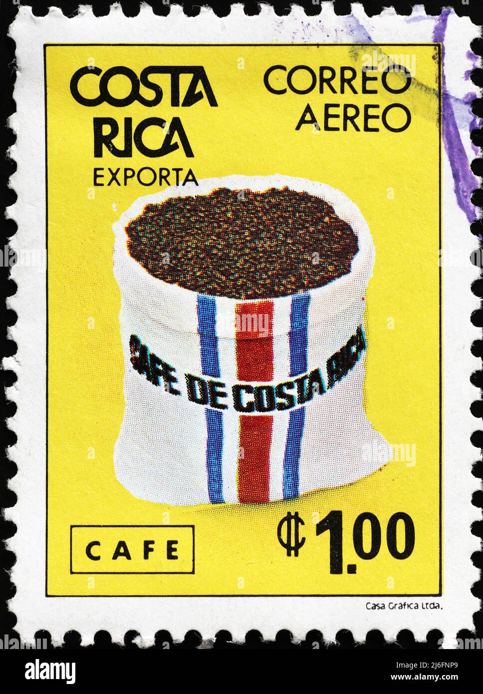 Costa rican coffee promoted on postage stamp Stock Photo - Alamy
