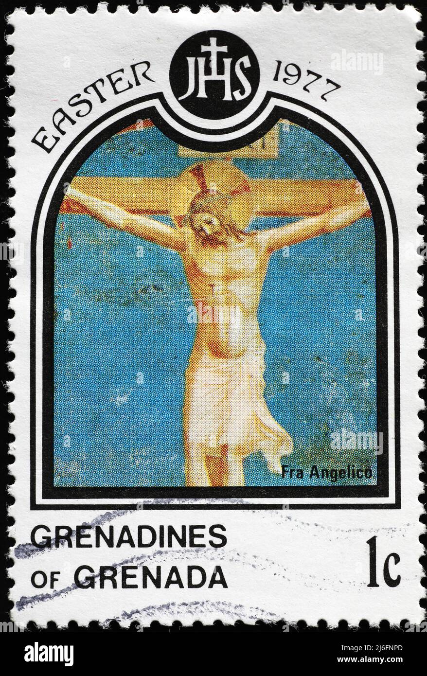 Crucified Christ by Fra Angelico on postage stamp Stock Photo - Alamy