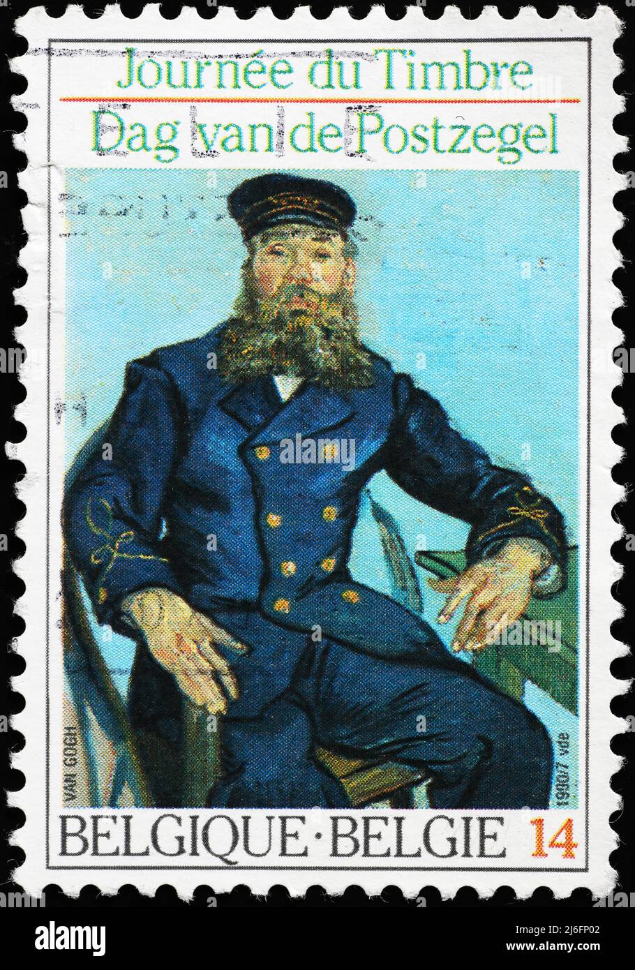 Famous portrait by Van Gogh on postage stamp Stock Photo - Alamy