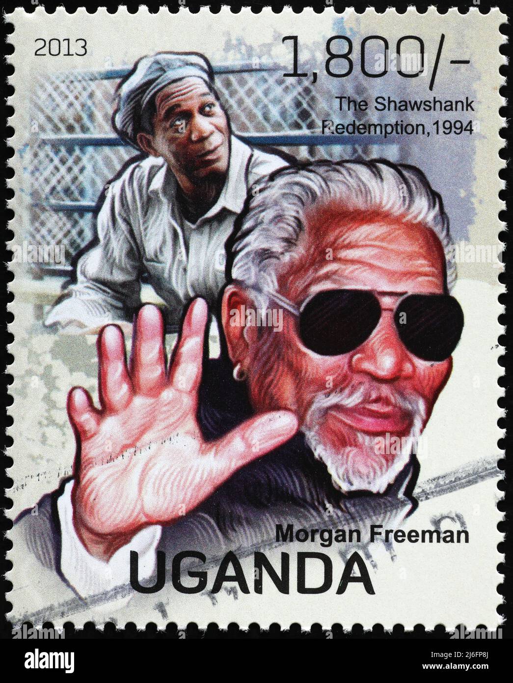 Morgan Freeman portrait on african postage stamp Stock Photo - Alamy