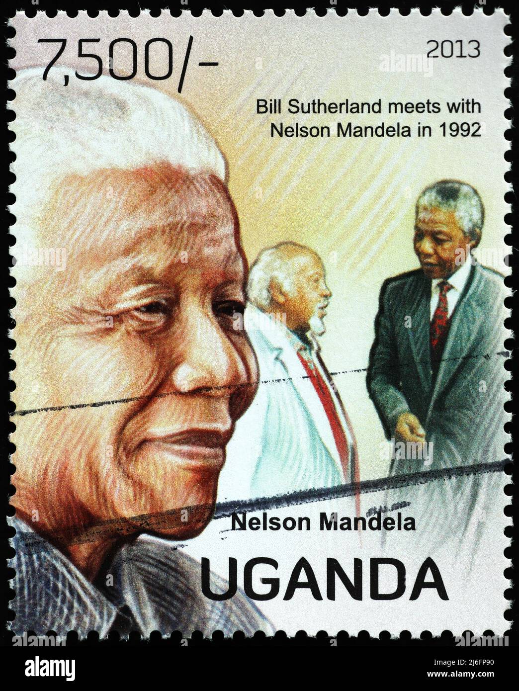 Nelson Mandela portrait on postage stamp of Uganda Stock Photo - Alamy