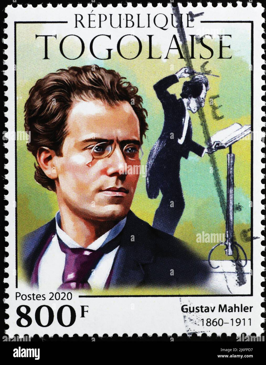 Portrait of Gustav Mahler on stamp of Togo Stock Photo - Alamy