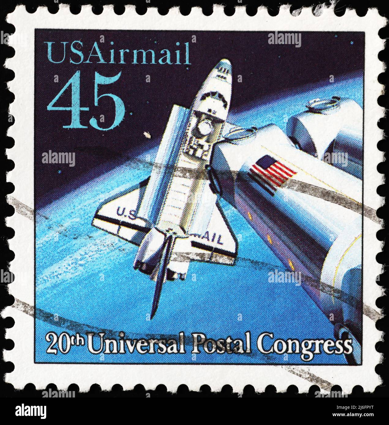 Space Shuttle in orbit on american postage stamp Stock Photo - Alamy
