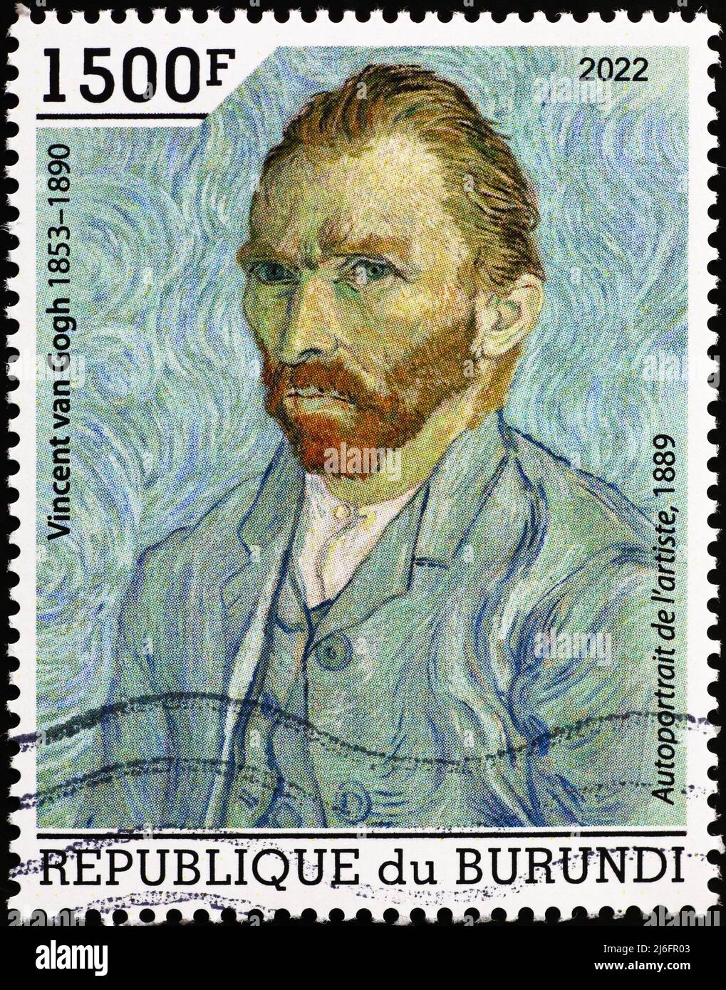 Self-portrait by Van Gogh on stamp fom Burundi Stock Photo - Alamy