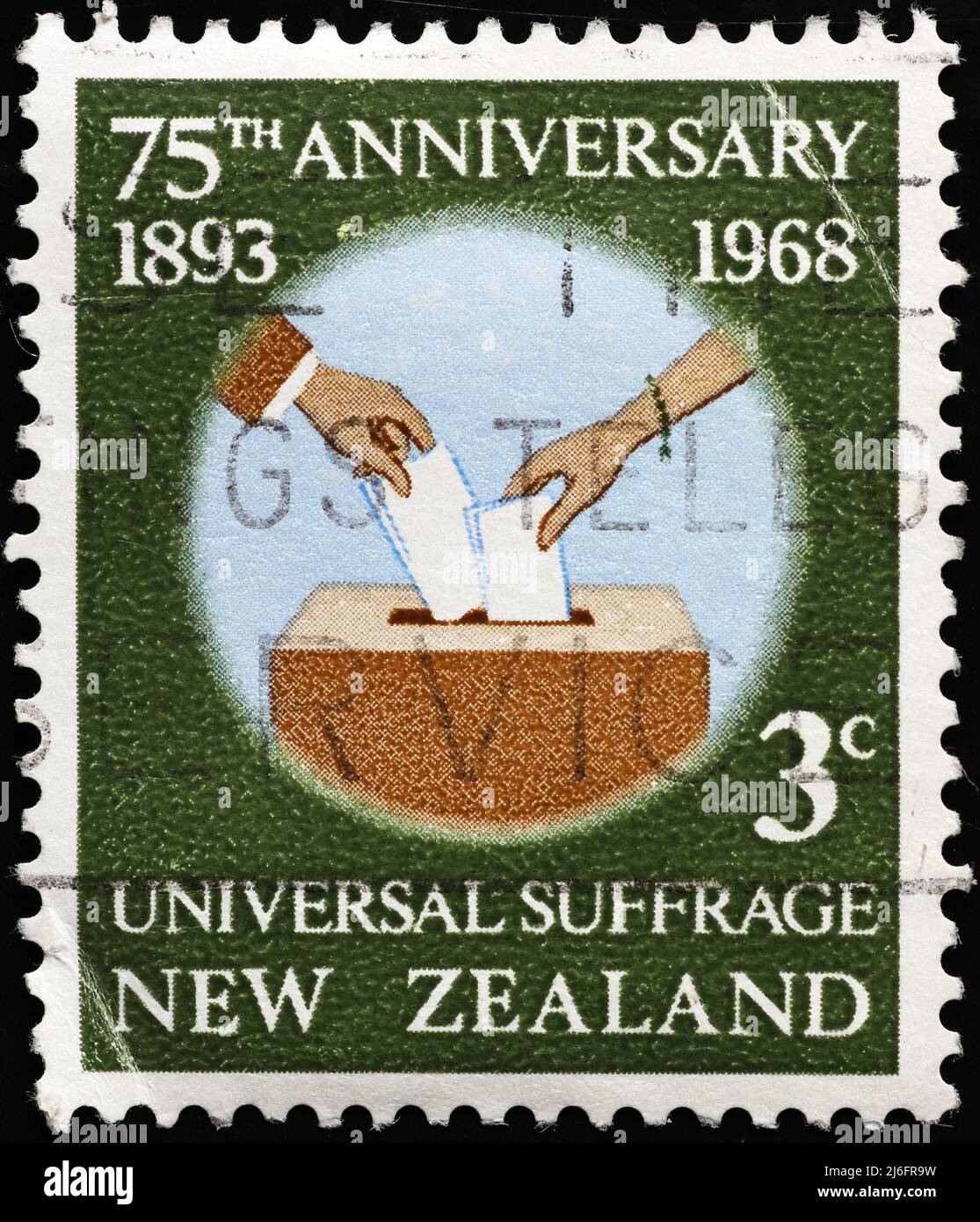 Universal suffrage celebrated on New Zealand postage stamp Stock Photo ...