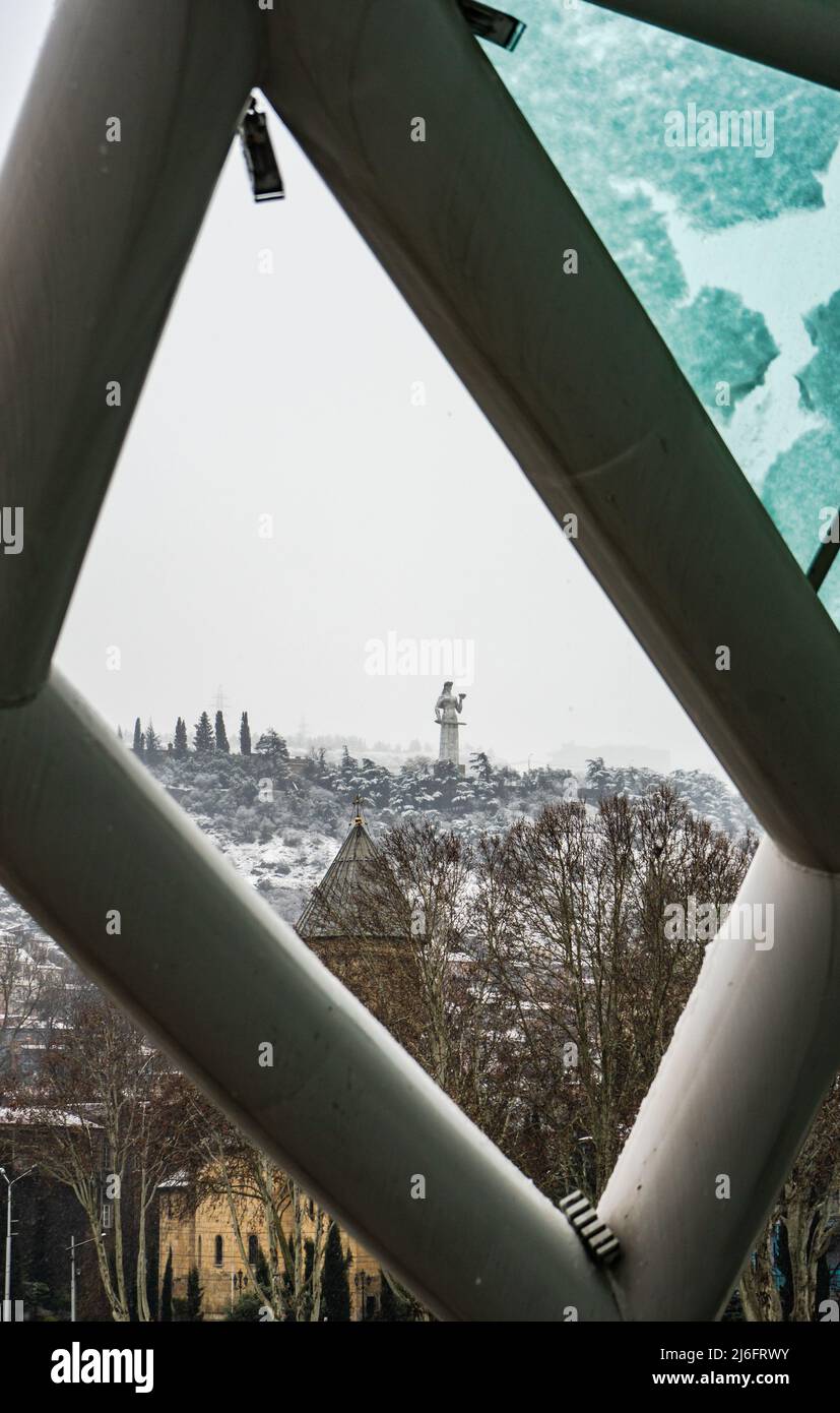 Tbilisi's downtown and glass bridge of Peace Stock Photo - Alamy