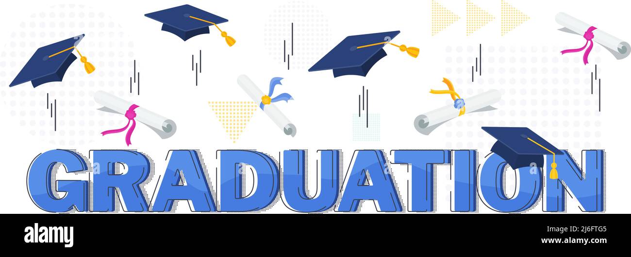 Graduation lettering. Festive inscription. Word made up of capital ...