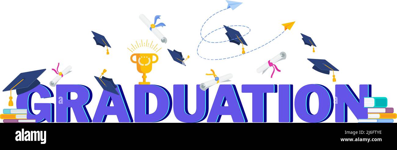 Graduation lettering. Festive inscription. Word made up of capital ...
