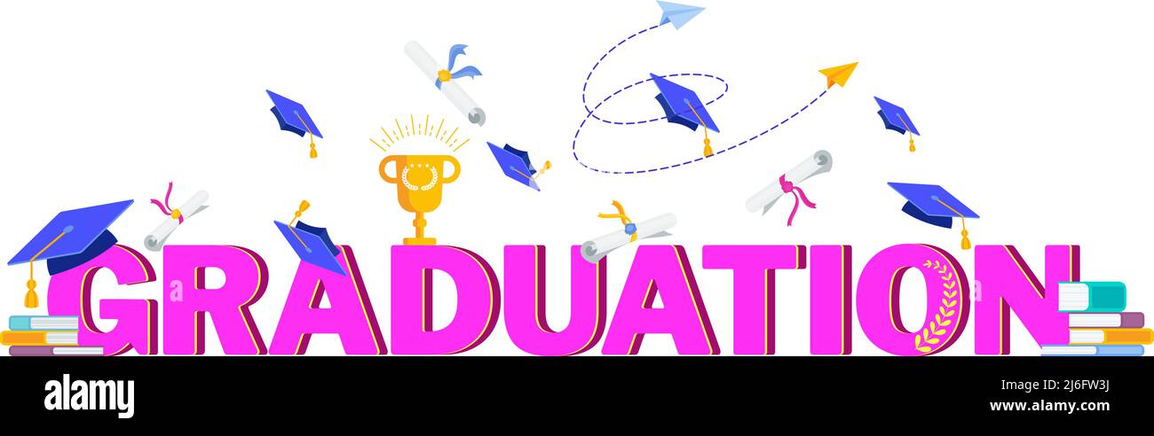Graduation lettering. Festive inscription. Word made up of capital ...