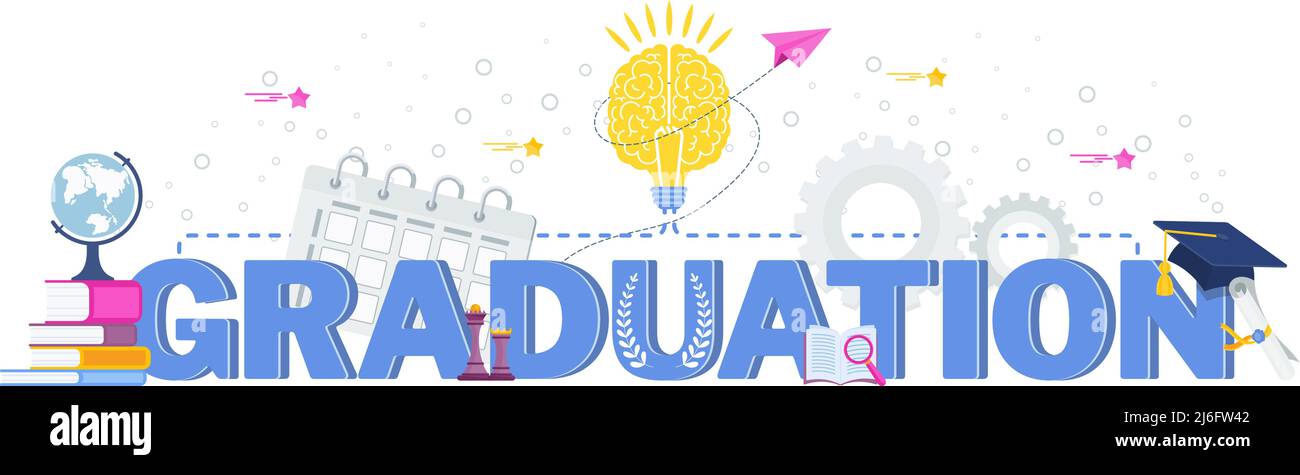 Graduation lettering. Festive inscription. Word made up of capital ...