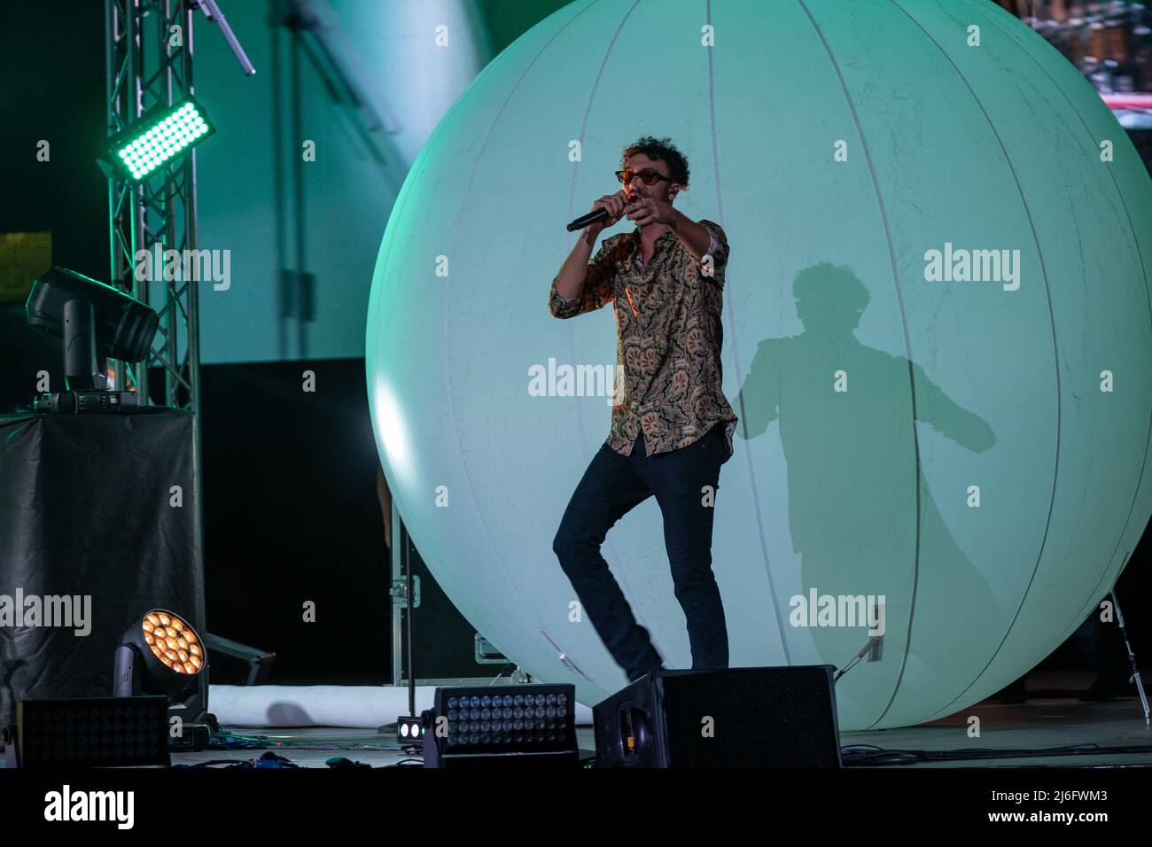 Live performs of Italian rappers Carl Brave on 23rd August 2021 for his ...