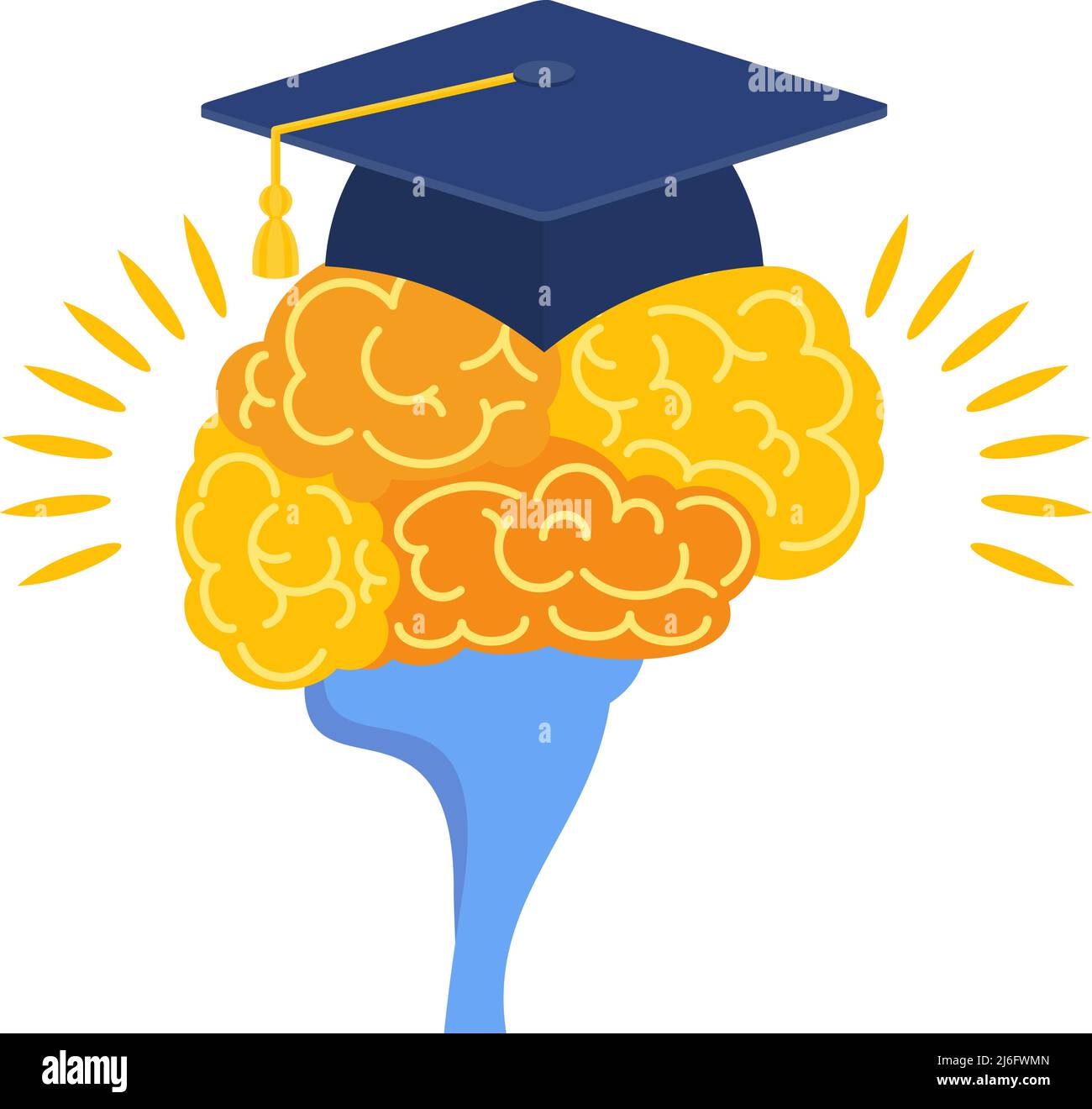 Brain and cap university graduate cap. Graduation gown Stock Vector ...